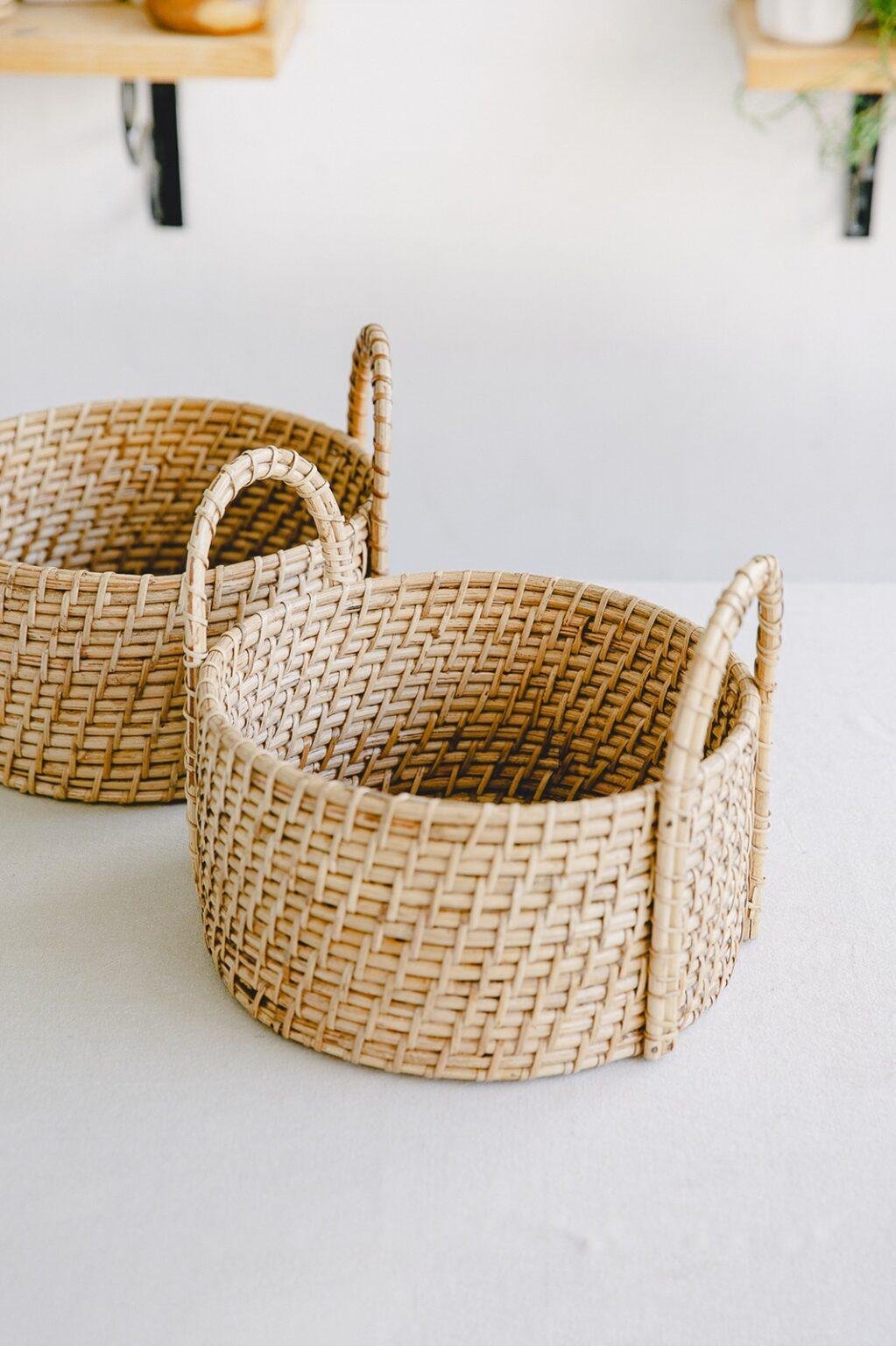 Rattan Cane Basket Round - Tukura Home